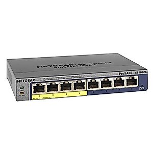 NETGEAR 8-Port PoE Gigabit Ethernet Plus Switch (GS108PEv3) - Managed, with 4 x PoE @ 53W, Desktop or Wall Mount, and Limited Lifetime Protection