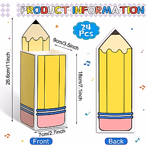 Harloon 24 Pcs Back to School Pencil Candy Boxes Popcorn Holders Teacher Gift Bags Party Favors Welcome Back to School Candy Treat Boxes for Thanks Teacher School Classroom Decoration(Yellow)