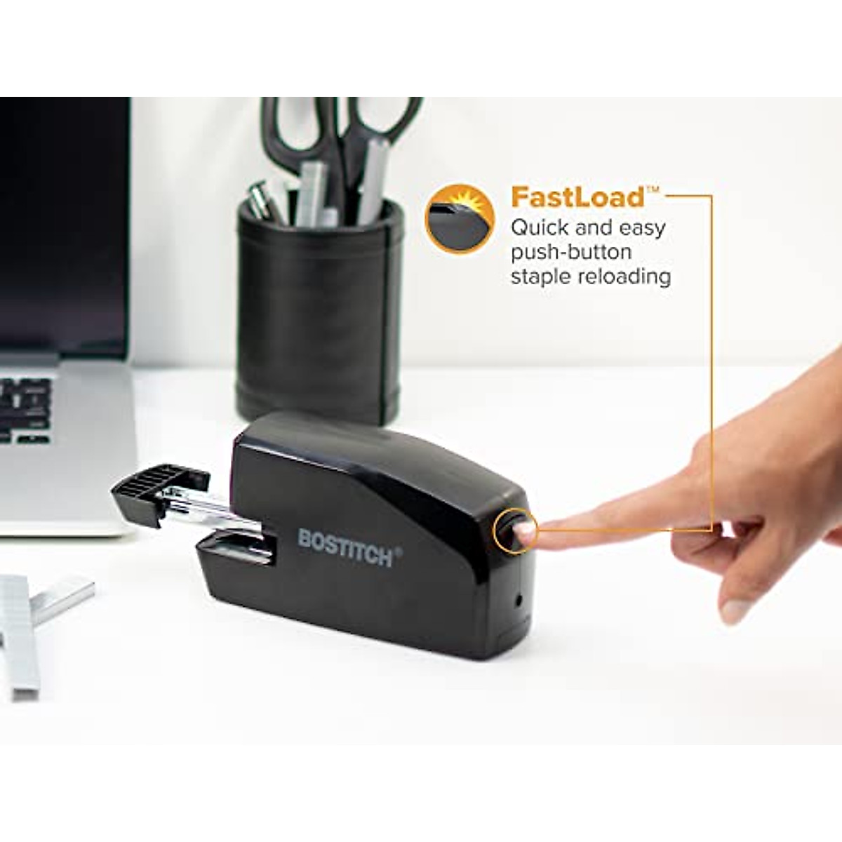 Bostitch Office Portable Electric Stapler, 20 Sheets, AC or Battery Powered, Black (MDS20-BLK)