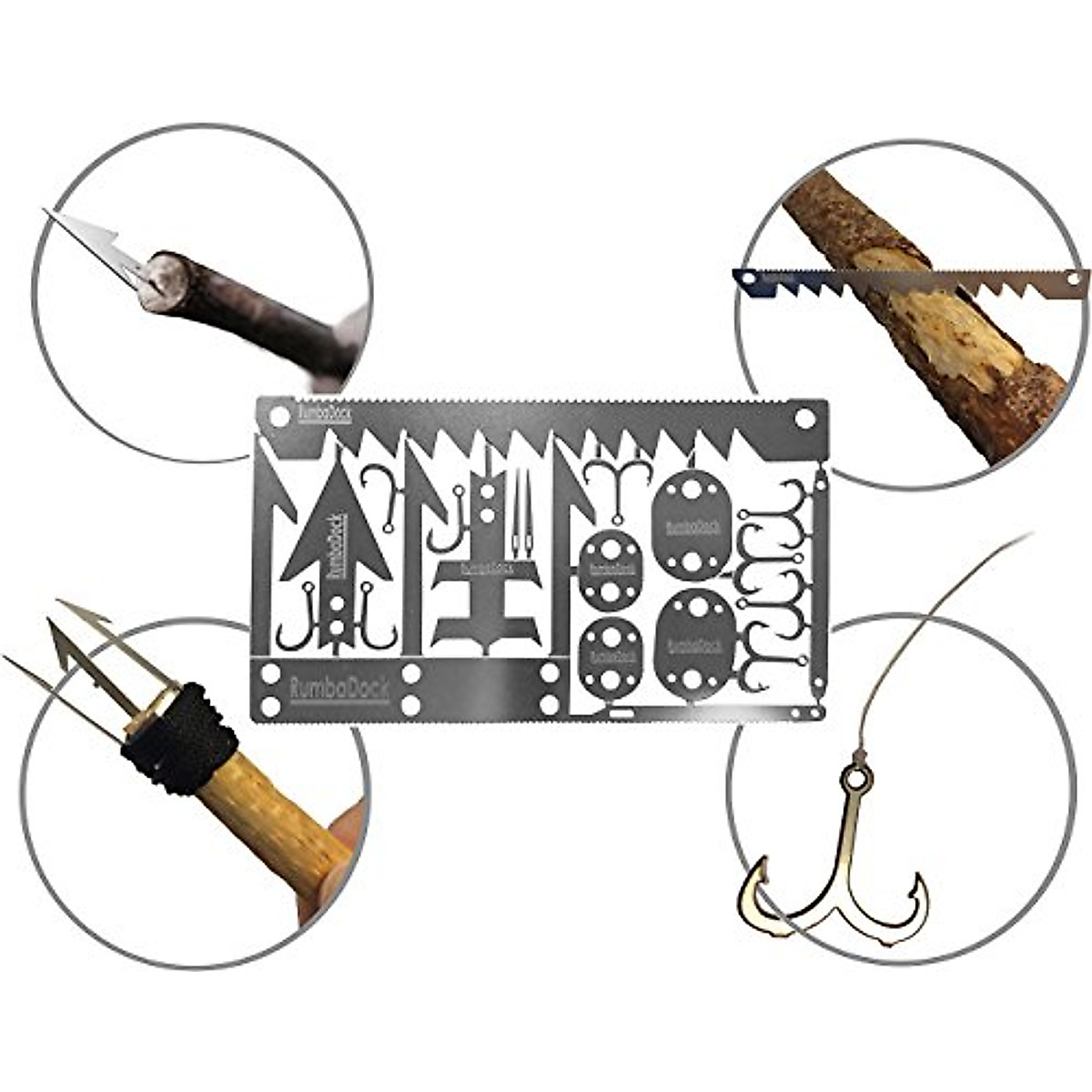 Survival Gear Credit Card Multi Tool (2 Pack) -Best Bug Out Bag Shtf Camping Multipurpose EDC Multitool - Fishing Hooks; Arrowheads; Saws, Hunting Survival Kit, Disaster Preppers Emergency Gift Idea
