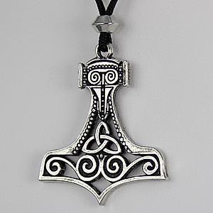 Large Thor's Hammer Necklace Mjolnir Pendant - Pewter Norse Jewelry