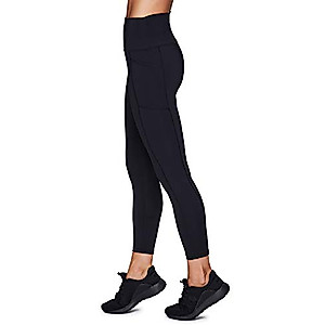 RBX Active Women's 7/8 Gym Legging Squat Proof Ankle Length Workout Yoga Legging with Pockets High Waisted Moisture Wicking Running Tights with Side Pockets 7/8 Jet Black L