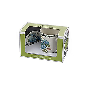 Portmeirion Home & Gifts Hydrangea Motif Mug and Coaster Set, Porcelain, Multi-Colour, 8.5 x 12 x 10.5 cm