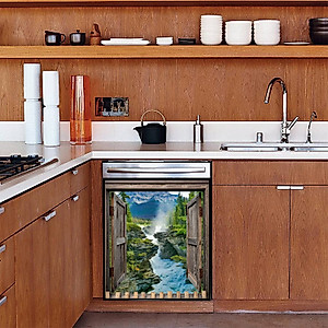 Dishwasher Magnet Cover Athabasca Falls Gorge Jasper Canada Magnetic Refrigerator Stickers Decorative Appliance Cover Fridge Panels Metal Door Garage 23x26in