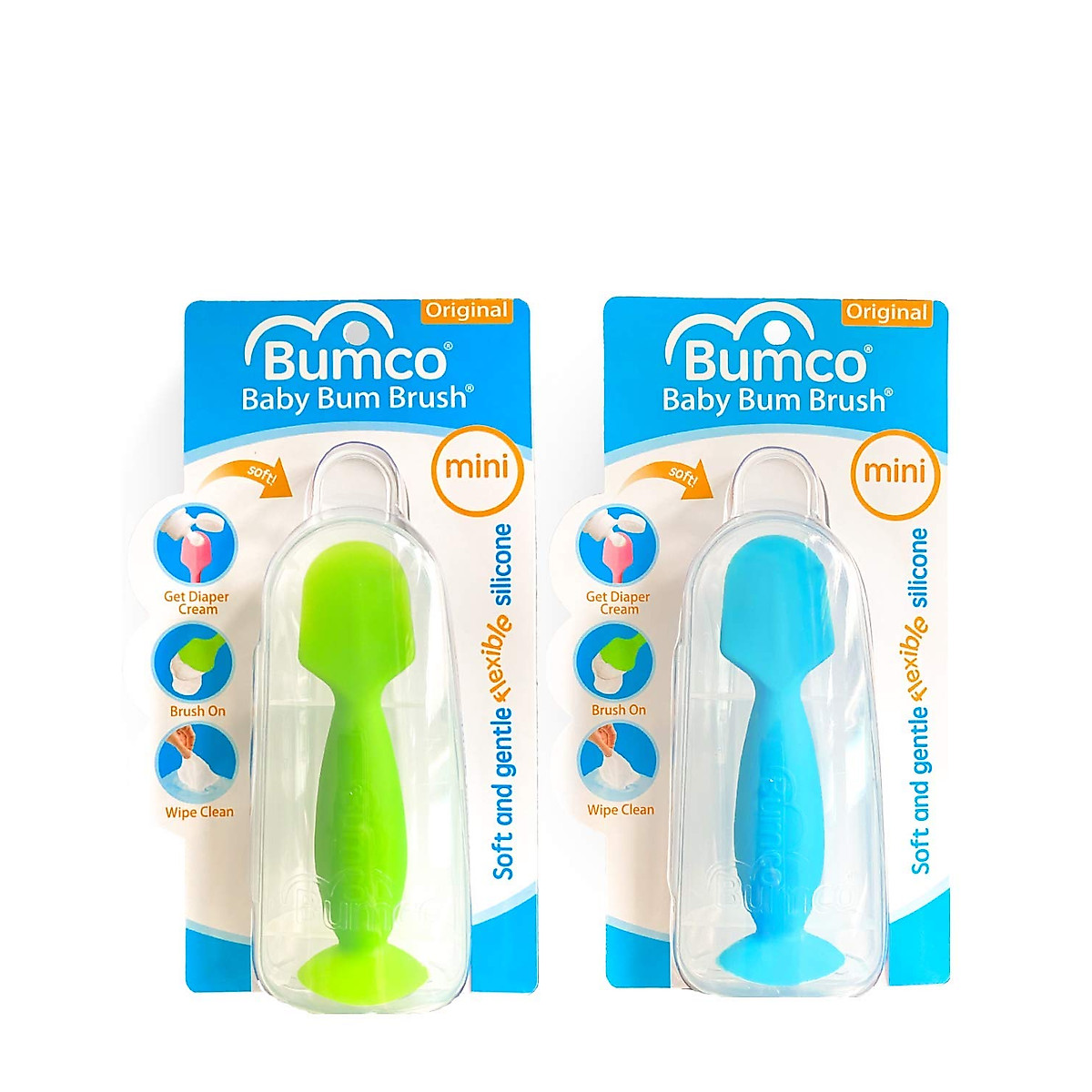 Bumco Mini Diaper Cream Spatula with Case (2-Pack) - BPA-Free Butt Spatula Baby, Soft Diaper Spatula, Diaper Cream Applicator, Mom-Invented Baby Must Haves, Diaper Bag Essentials, Butt Paste Spatula