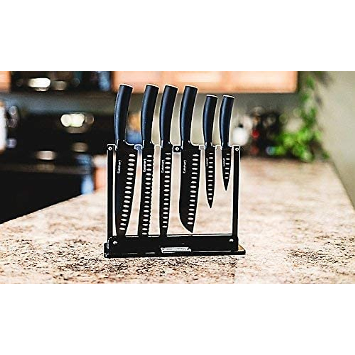 Cuisinart C77NS-7P Classic Nonstick Edge Collection 7-Piece Cutlery Knife Set with Acrylic Stand, Black