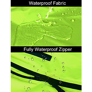 BALEAF Mens Cycling Rain Jacket Windbreaker Waterproof Running Gear Golf Mountain Biking Hood Lightweight Reflective Yellow XL