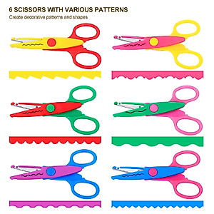 UCEC Craft Scissors Decorative Edge, Zig Zag Scissors, Kids Scissors, Safety Scissors, Design Pattern Scissors for Kids Toddler Adults, Crafting Scrapbooking Supplies for School, 6 Pack