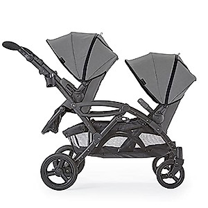 Contours Options Elite V2 Convertible Lightweight Tandem Double Baby Stroller & Toddler Stroller, Reversible Easy-Lift Seats, Spacious Seating, Height Adjustable Handle, Standing Fold - Charcoal Gray