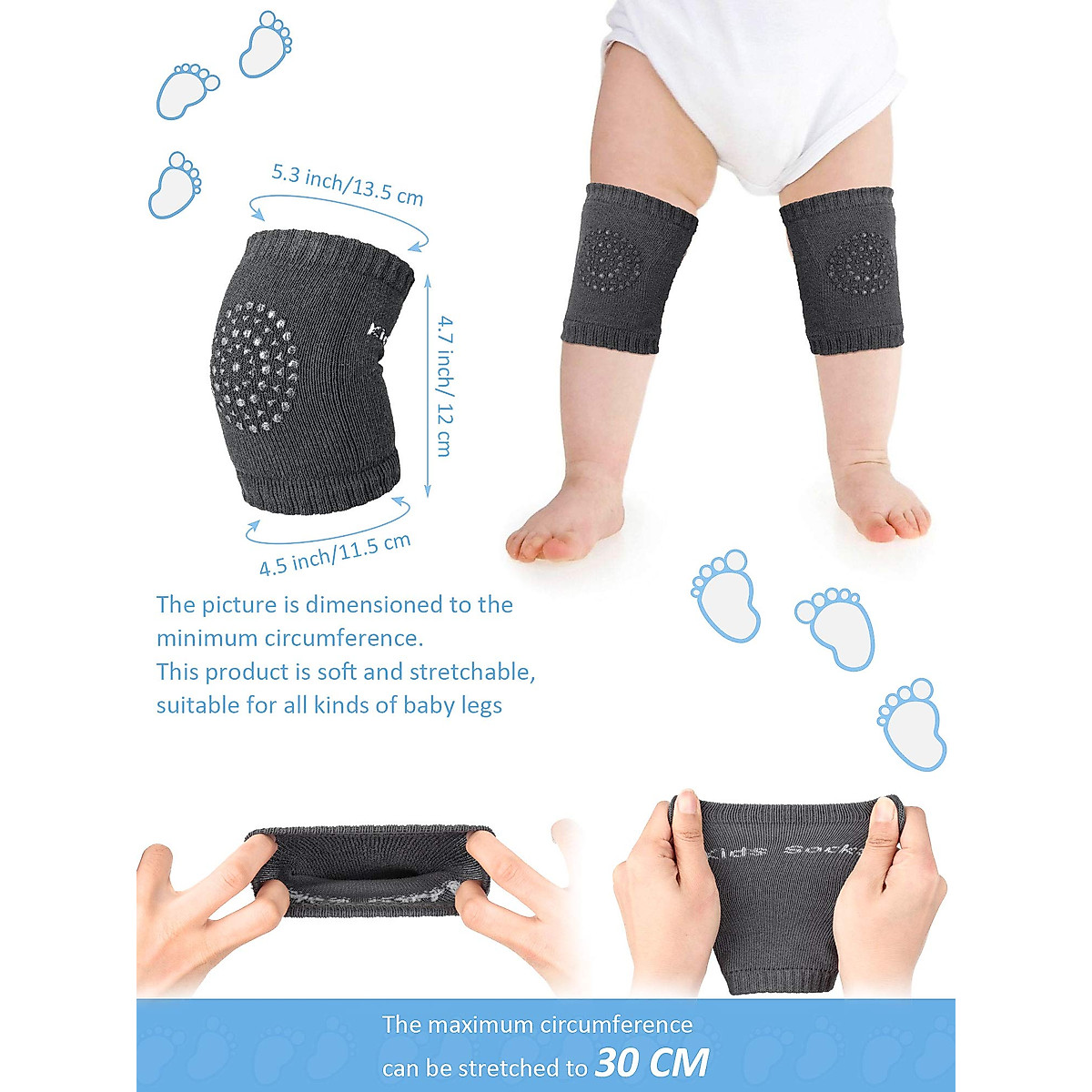 WILLBOND 12 Pairs Baby Crawling Pads Anti-Slip Knee Protector Baby's Knee for Crawling Leg Warmers Toddler Walker Protector Essentials Pads