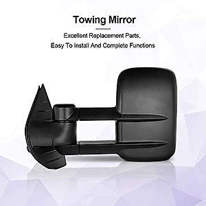 ANPART Towing Mirrors Fit for 2008-2013 For Chevy For Silverado For GMC For Sierra 1500/2500 HD/3500 Tow Mirrors With A Pair LH and RH Side Manual Regulation No Heating No Turn Signal Lamp