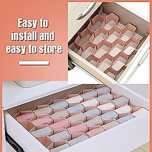 Airsky 16Pieces Honeycomb Separator Adjustable Drawer Organizer- DIY Honeycomb Drawer Organizer Divider Underwear Organizer Sock Organizer for Underwear, Belts, Ties, Makeup (Pink)