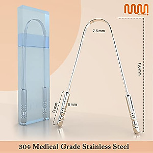 MasterMedi Mint Dental Floss for Bad Breath Treatment, Pack of 6, 50 M Dental Floss Waxed for Effective Plaque Removal & Fresh Breath | 1 pc Tongue Scraper with Travel Case for Complete Oral Care