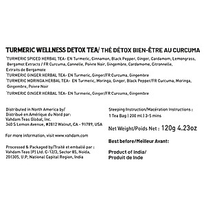 VAHDAM, Turmeric Tea Gift Set (4 Flavors, 60 Herbal Tea Bags) Caffeine Free, Gluten Free, Non GMO | Tea Variety Pack - Long Leaf Pyramid Herbal Tea Bags Variety Pack | Gifts for Women & Men