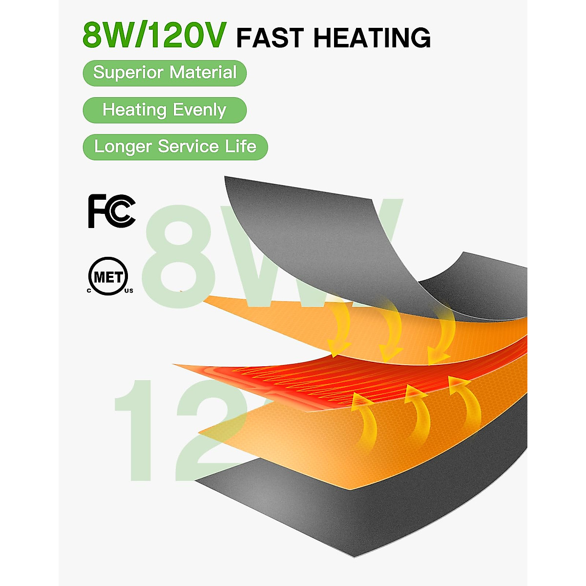 Reptile Heat Pad - Reptile Heating Pad Under Tank Heater for 10-20gal Tank, Terrarium Heat Mat Reptile Tank Accessories for Gecko/Bearded Dragon/Snake/Lizard/Frog/Spider/Plant Box,6 x 8in