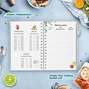 JUBTIC Recipe Book to Write in Your Own Recipes,Sprial Hardcover Personal Blank Recipe Book, Make Your Own Family Cookbook with Gold Foil Stickers, Recipe Notebook Hold 120 recipes - Pearl