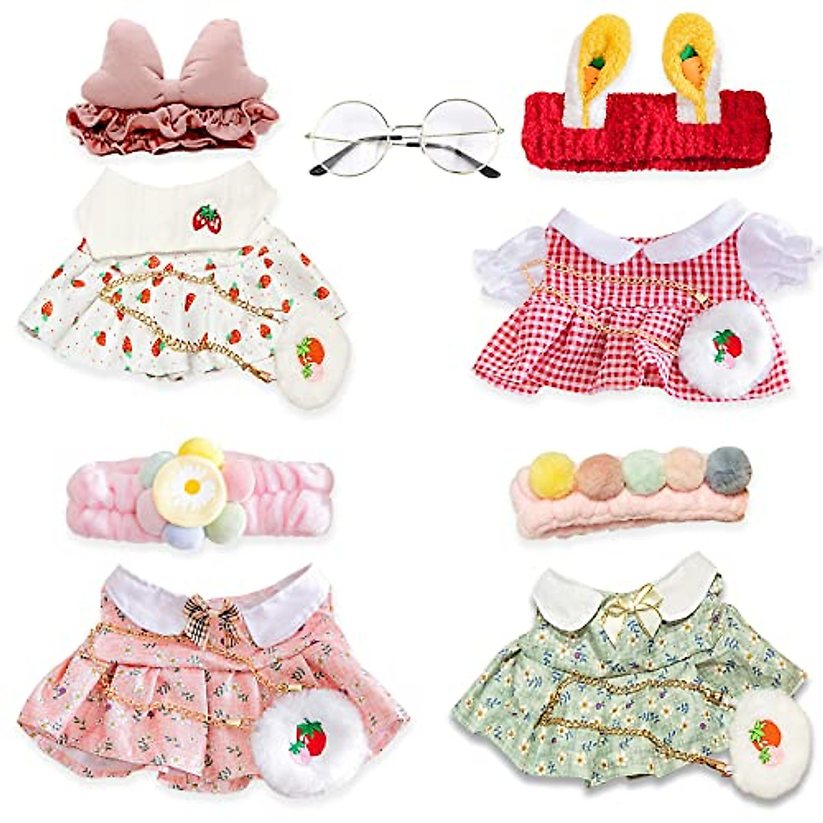 LALAFANFAN Duck Plush Clothes 4 Packs, Kawaii Duck Stuffed Animal Plush Clothes / 13 Accessories (red)