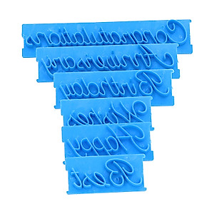 Cake Mold Words Stamp, Cookie Stamps, Words Stamp Happy Birthday Congratulation Anniversary Best Wishes Handwritten Letter Cutter Set Cake Decoration for DIY Cake Cookies Pastry (Blue)