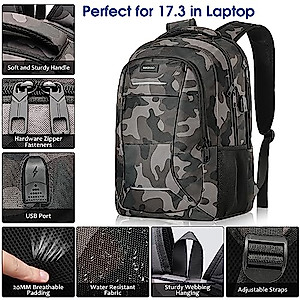 BIKROD Backpack for Men, Large School Backpacks for Teens Water Resistant Travel Back Pack with USB Charging Port, Business Anti Theft Durable Computer Bag Gifts Fits 17.3 Inch Laptop