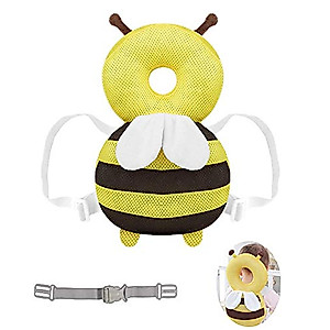 Baby Head Protector - Baby Walker Protective Head Adjustable Baby Safety Mat Protective Head Cute Bee Suitable Age 4-36 Months (Yellow)