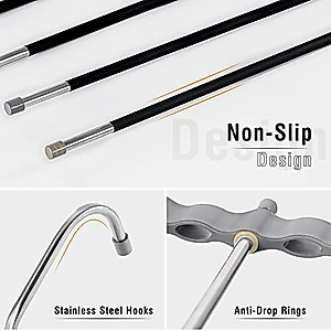 TECHMILLY Magic Pants Hangers Space Saving with Clips, 2 Pack Non-Slip Closet Organizer Hanger, Multi Use 5 in 1 Pants Rack Hanger for Jeans, Trousers, Leggings (Gray)