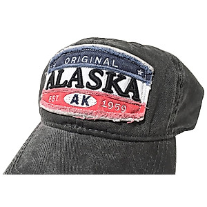 Quality Ball Cap Hat Alaska Distressed Baseball Cap Adjustable Low Profile Grey