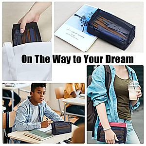 Aosbos Black Pencil Case Organizer Pen Holder Large Capacity Pencil Pouch Pencil Bags with Zipper Clear Pencil Box Pen Bag Organizer Case Storage Pouch Toiletry Bag Makeup Bags for Women Teen Girls