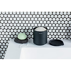 Brabantia MindSet Bathroom Storage Pot with Lid (Mineral Infinite Gray) Cue Tip, Cotton Pads, Jewellery Storage Organizer Holder for Washbasin or Cupboard