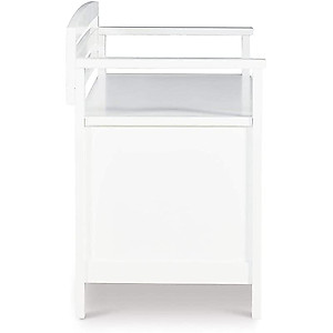 Pemberly Row Entryway Storage Bench in White with Flip-top Lid