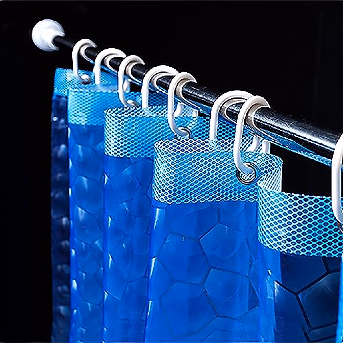 LQFMEHOT EVA Blue Shower Curtain Liner,3D Water Cube 5G Shower Liners with 12 Rustproof Metal Grommets and Weighted Magnets, Waterproof Duty Shower Curtains for Shower Bathroom 72 x 72