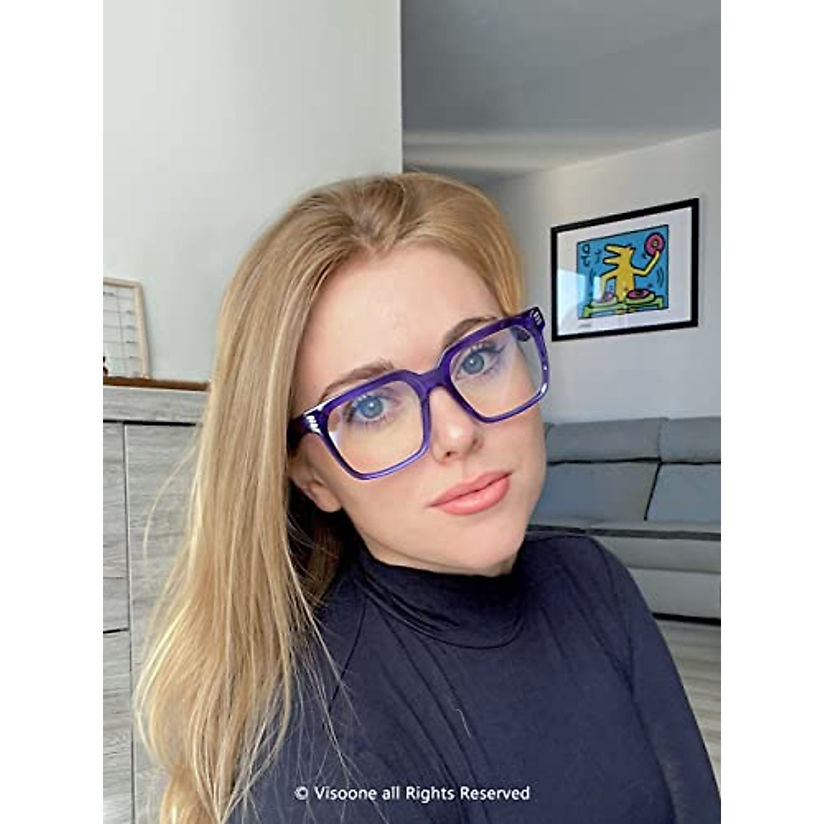 VISOONE Rectangle TR90 Blue Light Blocking Glasses Computer Glasses with Preppy Look for Women and Men Cougar