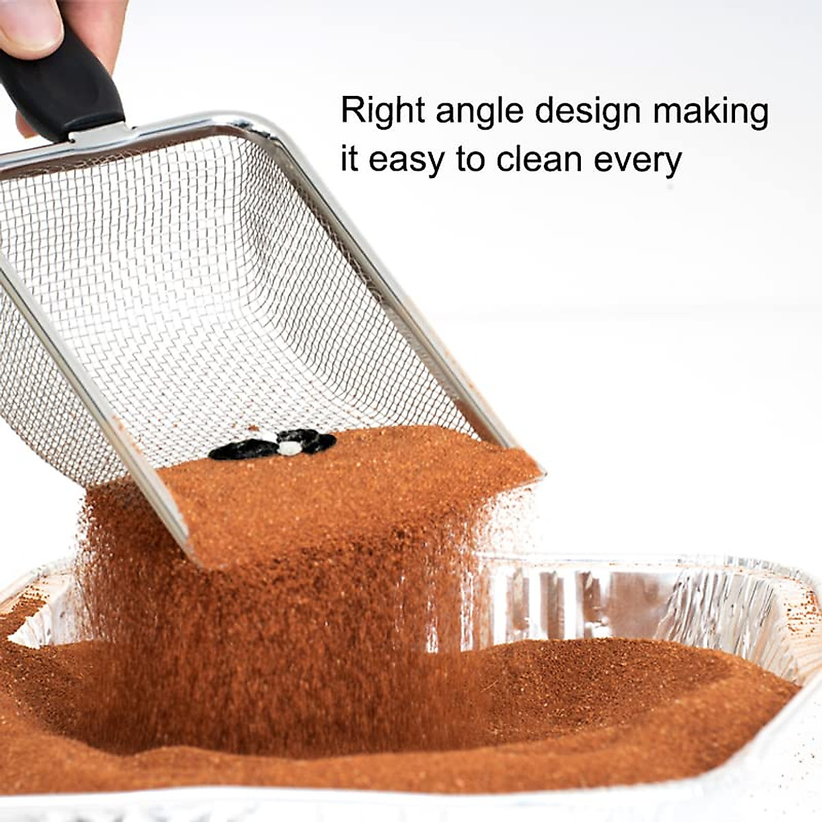 Petpetzone 2PCS Reptile Sand Sifter Stainless Steel Terrarium Substrate Cleaner for Bearded Dragon Tank Accessories Scoopers