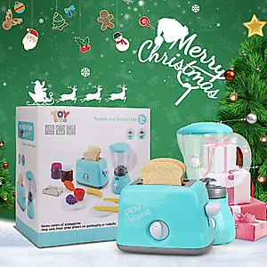 TOY Life Play Kitchen Accessories Toddler Kitchen Playset Toy Kitchen Appliances Kitchen Sets for Kids Ages 4-8 Kid Blender Toy Toaster Kitchen Set with Realistic Light Sound Gift for Girls Boys