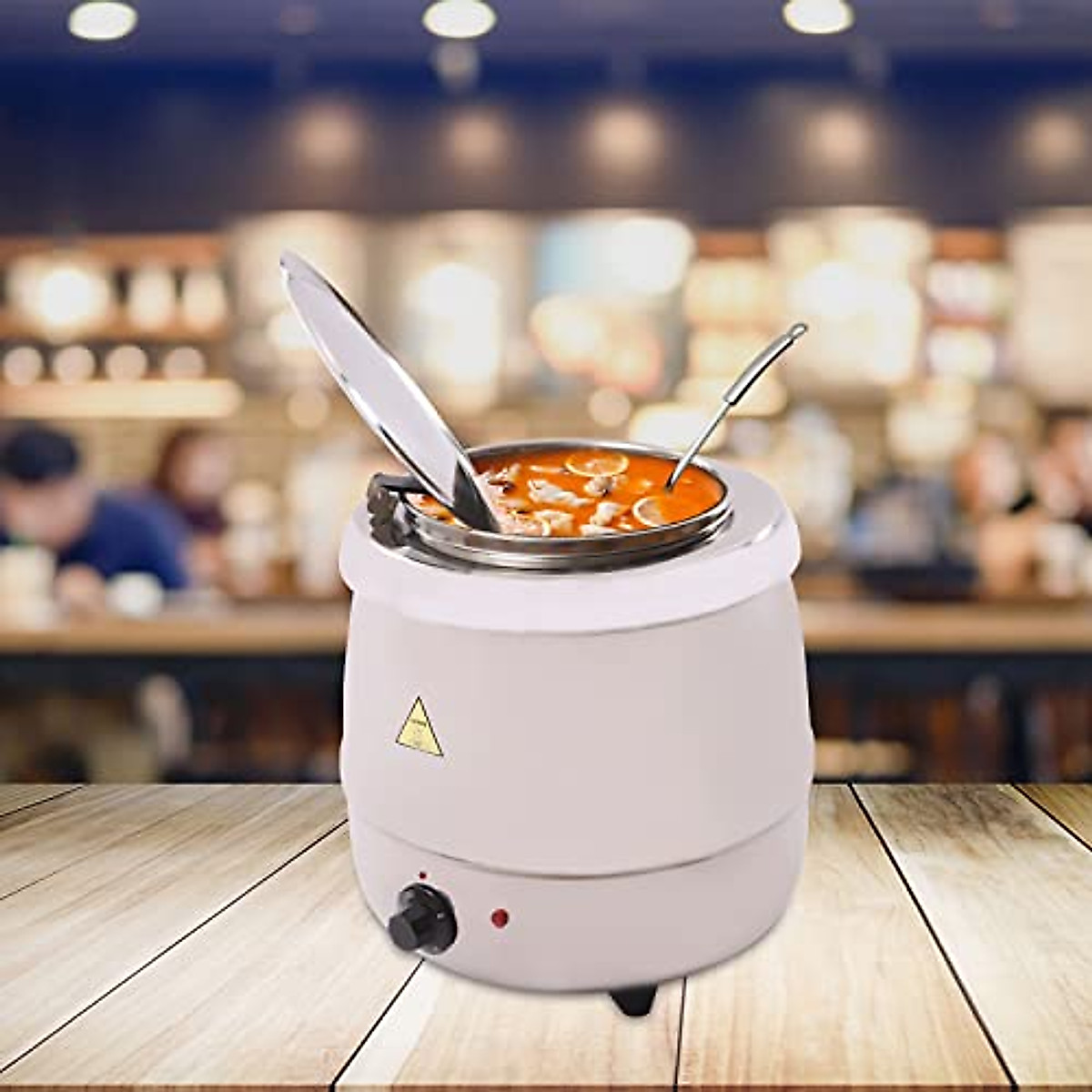 Commercial Soup Kettle Warmer with Lid and Removable Stainless-Steel Pot Insert, Silver Countertop Food Kettle Warmer for Buffet, Restaurant, Party, Event, and Catering, Large, Electric