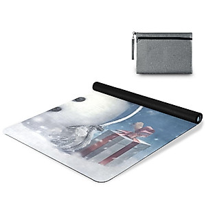 GOODOLD Christmas Snowman Yoga Mat, 71 x 26 Inch Non-slip Yoga Mats Folding Travel Exercise Mat Indoor Outdoor Gym Pilates with Storage Bag for Women Men