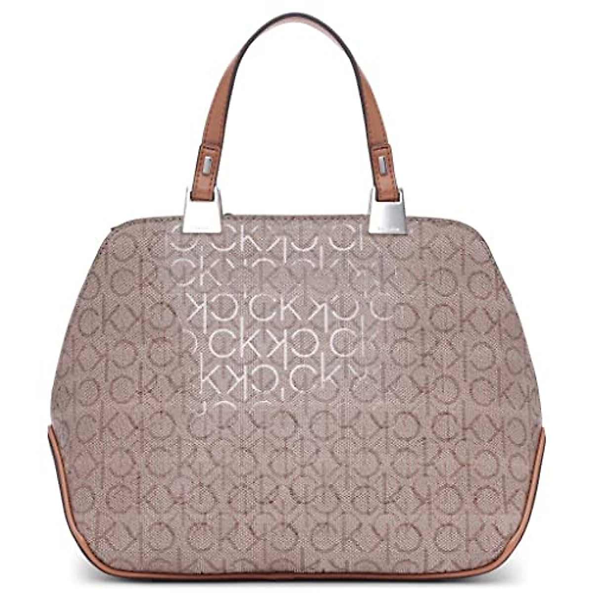 Calvin Klein Charlie Triple Compartment Dome Satchel, Almond/Taupe/Caramel