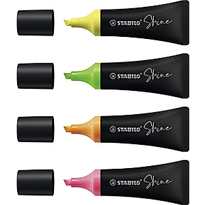 STABILO Highlighter Shine - Wallet of 4 - Assorted Colours