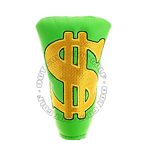 Golf Headcover for Blade Mid-size Mallet Putter, Cash Is King, Green