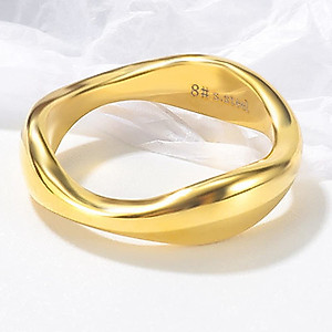 Jude Jewelers Stainless Steel Irregular Shape High Polished Classic Simple Plain Wedding Band Ring (Gold, 9)