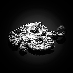 Sterling Silver Russian Coat of Arms Double-Headed Eagle Slavic Crest Pendant