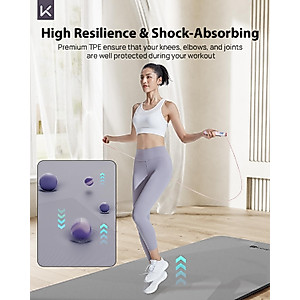 KEEP Non-Slip Large Yoga Mat,Extra Long and Wide Exercise & Fitness Mat( 72"Lx32"Wx7mm Thick) with Free Carrying Strap, Pilates & Home Workout, Classic Grey