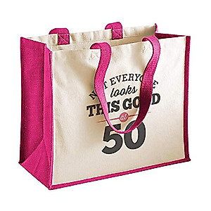 D Design Invent Print! 50th Birthday Keepsake Gift Vintage Bag 50 for Women Novelty Shopping Tote Fifty