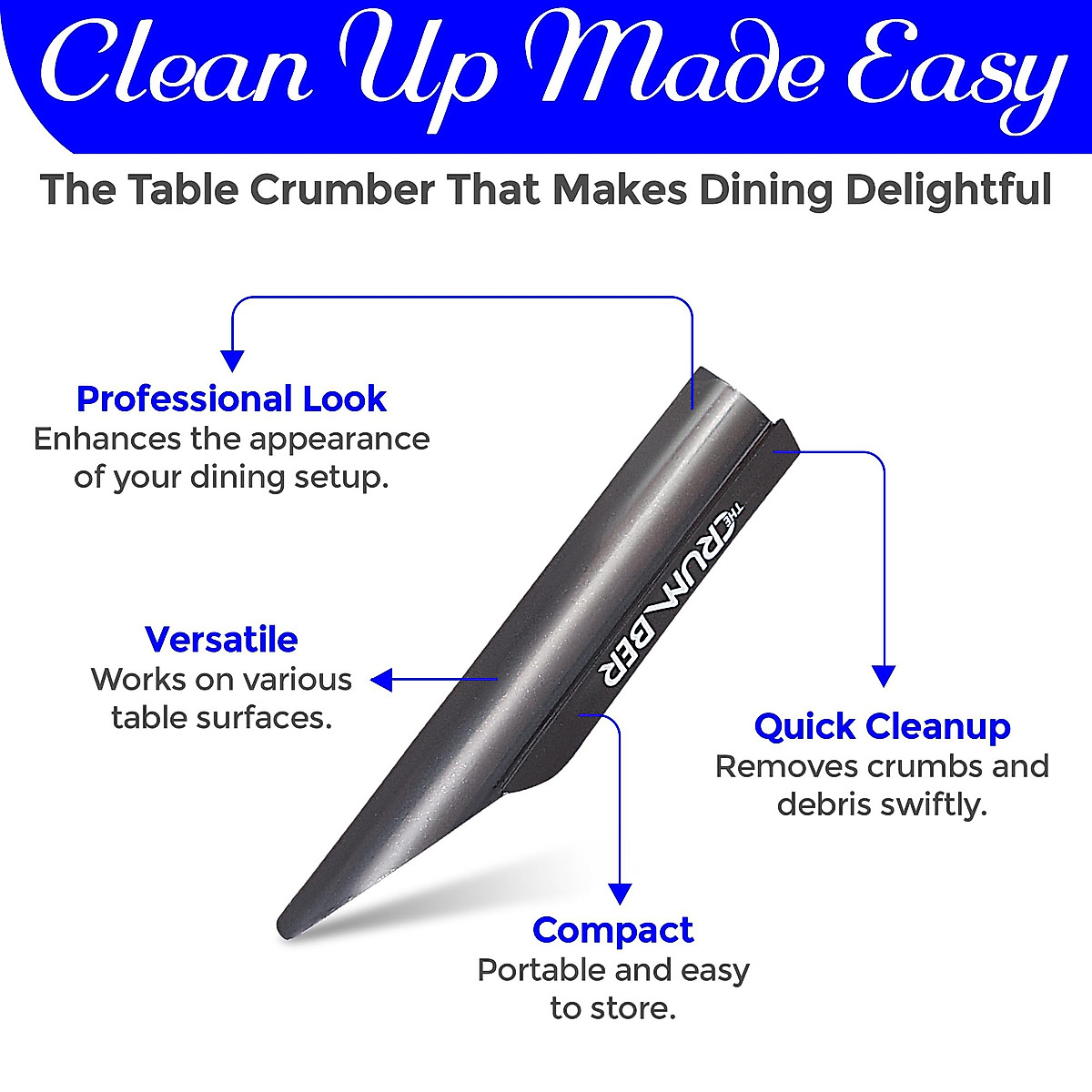 THECRUMBER The Crumber | Crumb Catcher | Crumber Tool | Restaurant Grade Quality | Stainless Steel Crumber Blade | Crumbers for Servers, Waiters, and Waitresses | Crumb Catcher