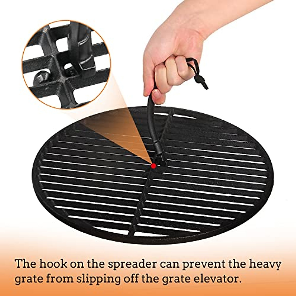 OLAMO BBQ Grate Lifter Gripper BGE Cast Iron Cooking Grid Lifter For Big Green Egg,Weber Grate Lifter Tool Kamado Grill Accessories Charcoal Smoker Set For Moving Cast Iron Or Steel Hot Plate Grate