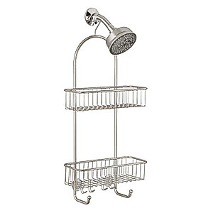 InterDesign Classico Extra Large Shower Caddy – Bathroom Storage Shelves for Shampoo, Conditioner and Soap, Satin
