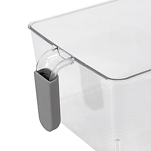 Home Basics Pull-Out Plastic Storage Bin with Soft Grip Handle for Refrigerator, Freezer & Kitchen Pantry Storage Organizer, Clear (4, LARGE)