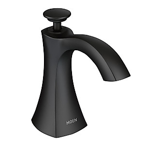 Moen S3948BL Transitional Deck Mounted Kitchen Soap Dispenser with Above the Sink Refillable Bottle, Matte Black