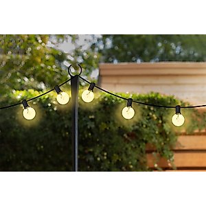 SFEG Outdoor String Light Pole - Non-Corrosive Steel Outdoor Light Poles for Ground with Fork Base - Metal Post Light Hangers for Garden, Backyard Lighting - For Wedding, Parties, Events - 96x7.8x8.4"