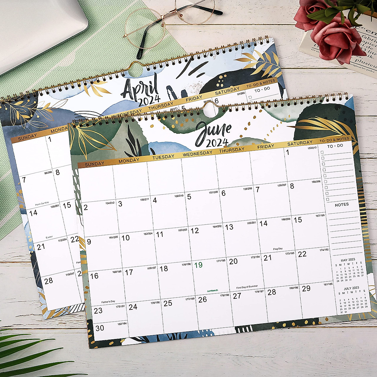 2023-2024 Calendar - July 2023 - Dec 2024, 11.6'' × 14.8'', Monthly Calendar 2023-2024, Spiral Bound, Hanging Hook, Premium Paper, Large Grids, Julian Dates