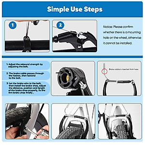 Hmseng V-Type Bike Brake Set, Complete Universal Bike Front and Rear MTB Brake, Bicycle Brakes, Inner and Outer Cables, Include Brakes Lever Calipers Multi-Tool Wrenches-Dark Black